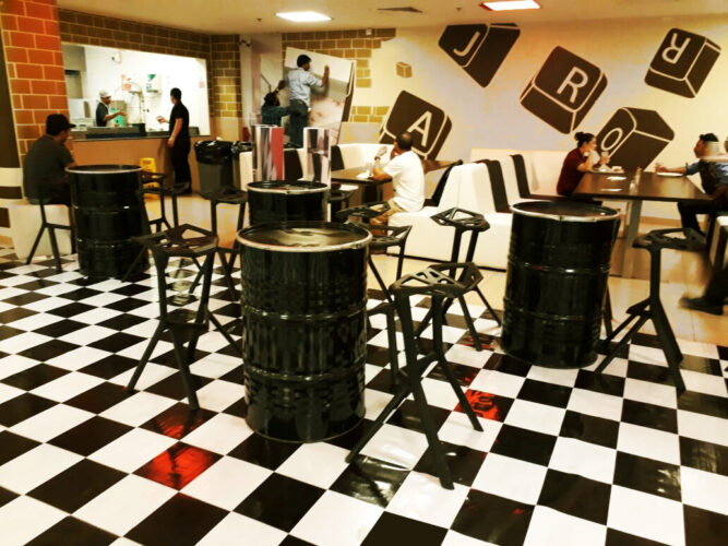 Oil Drum Cocktail Table Rental in Dubai, Abu Dhabi, UAE