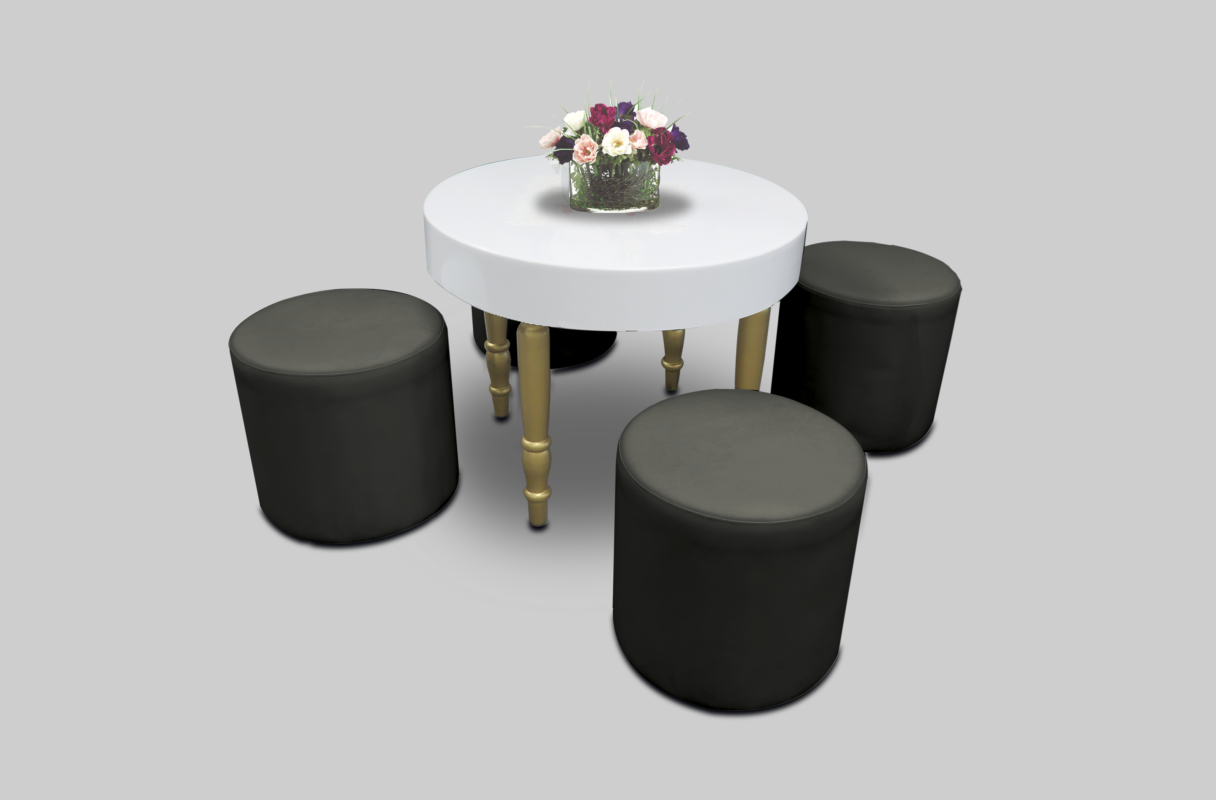Roma Round Pouffe - Black - Furniture Rentals in Dubai | Abu Dhabi | UAE
